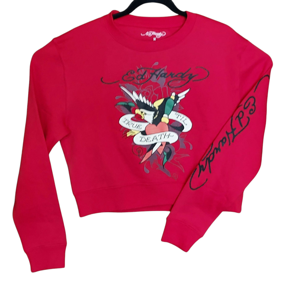 Ed Hardy True 'Til Death Eagle Red Women's Cropped Fi… - Gem